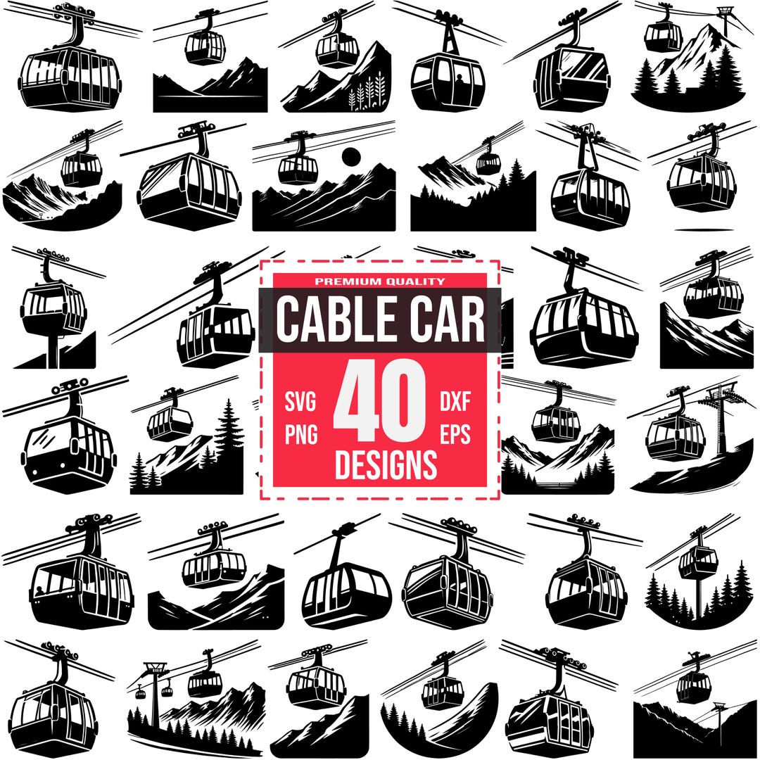 Cable Car SVG Bundle – 40 Scenic Mountain Gondola Designs | Aerial ...