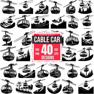 Cable Car SVG Bundle – 40 Scenic Mountain Gondola Designs | Aerial ...