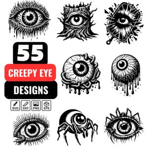55 Creepy Eye SVG Bundle – Horror Eyeball Set, Scary Eye, Dripping Eye ...
