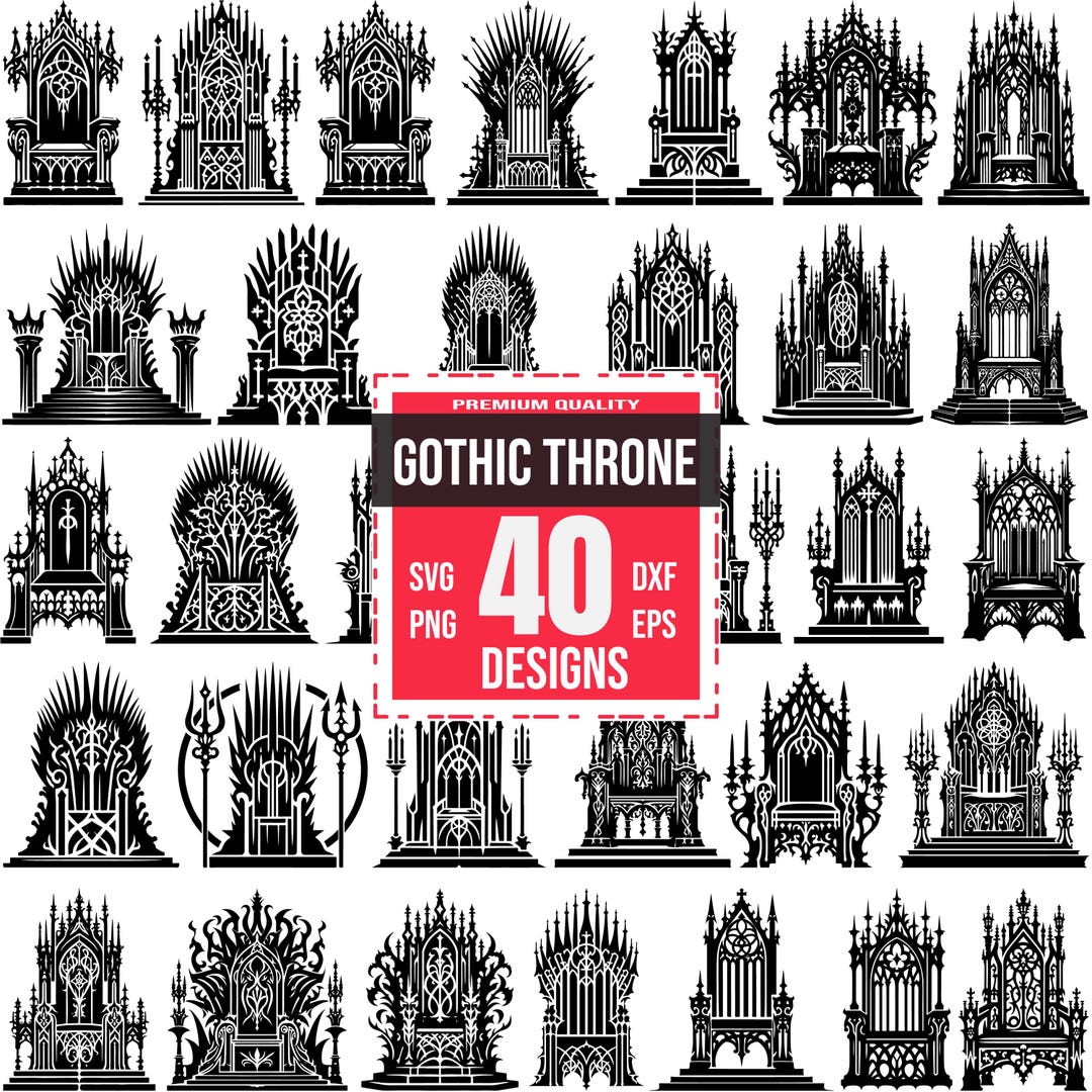 Gothic Throne SVG Bundle | 40 Dark and Regal Designs | Medieval ...