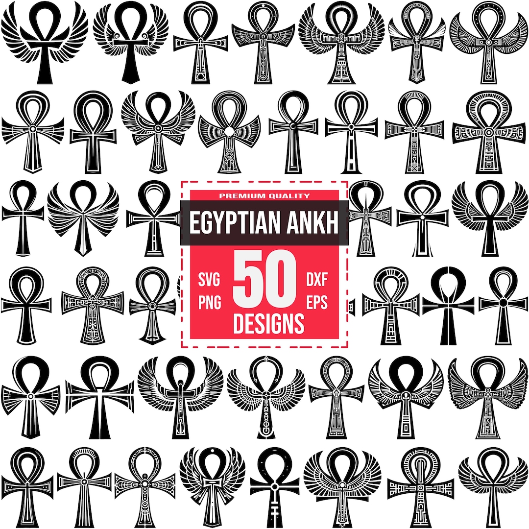 Egyptian Ankh SVG Bundle | 50 Ancient Symbol Designs | Hieroglyph ...