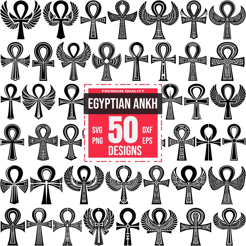 Egyptian Ankh SVG Bundle | 50 Ancient Symbol Designs | Hieroglyph ...