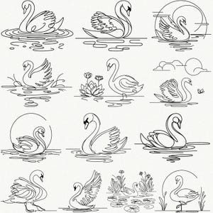 Swan Line Art SVG Bundle, 50 Swan Designs, Swan Minimalist Line Art ...
