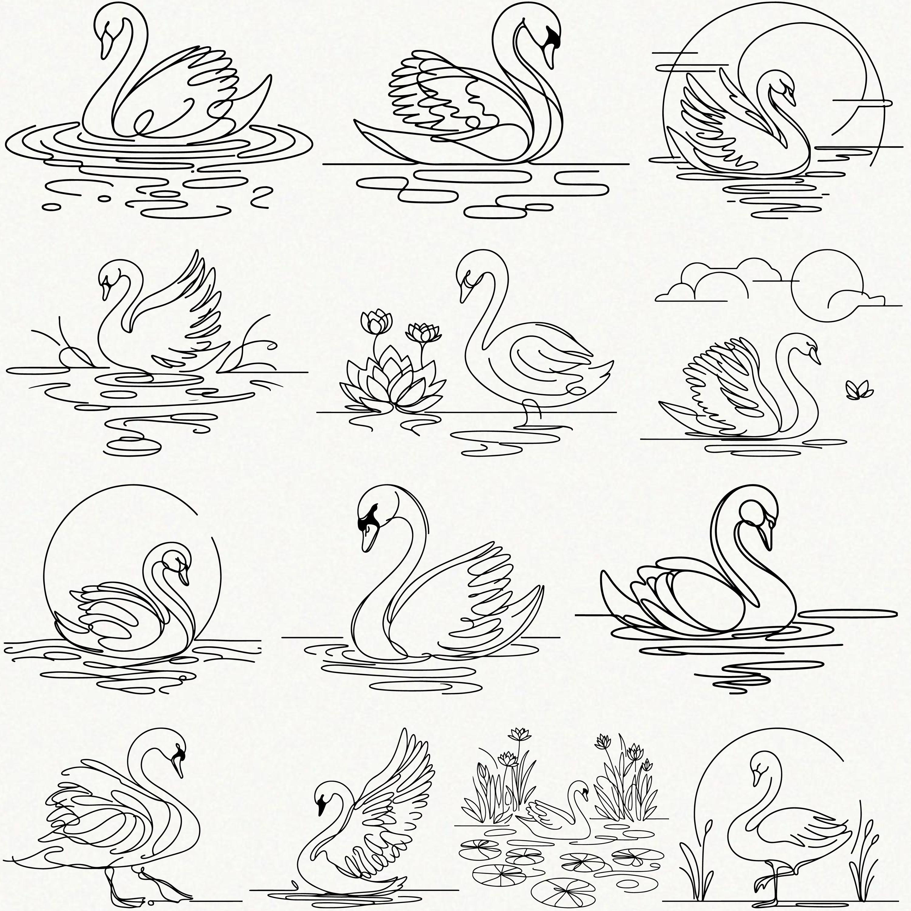 Swan Line Art SVG Bundle, 50 Swan Designs, Swan Minimalist Line Art ...
