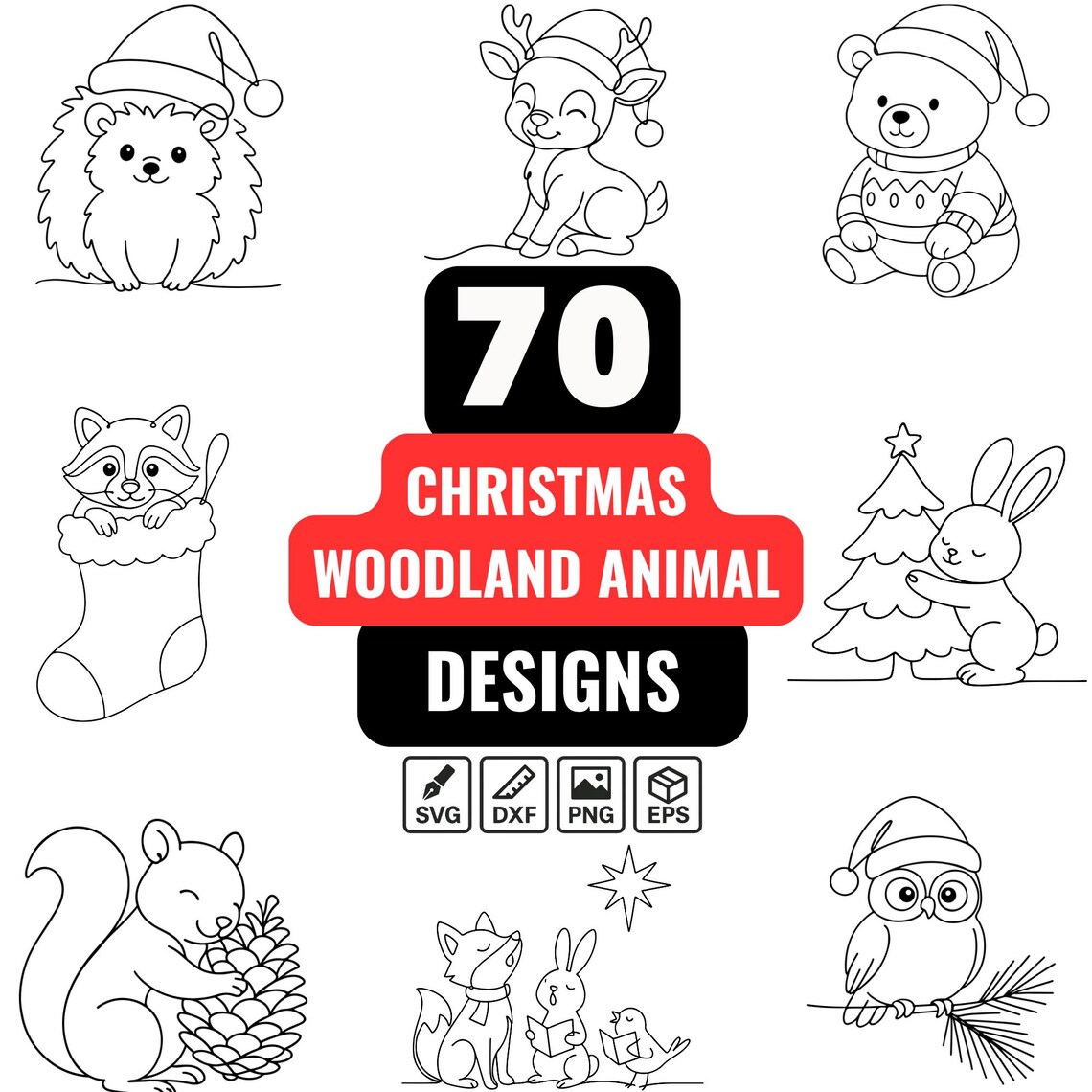 70 Christmas Woodland Animal SVG Bundle – Cute Winter Forest Animals ...