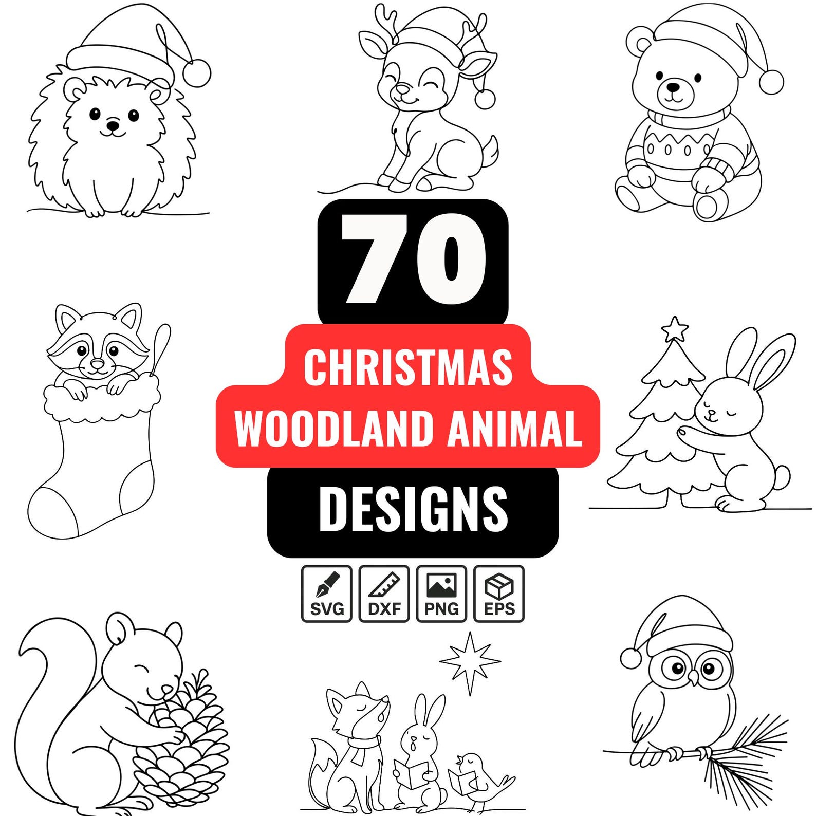 70 Christmas Woodland Animal SVG Bundle – Cute Winter Forest Animals ...