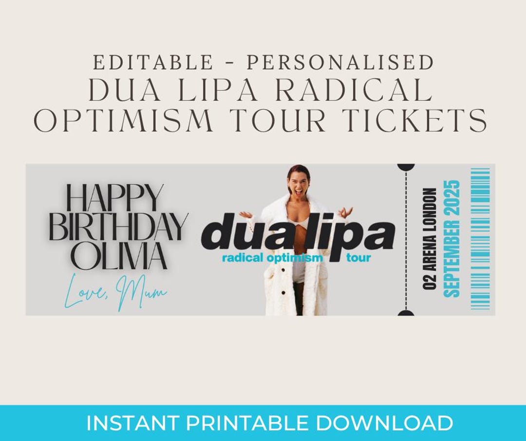 Dua Lipa Tour 2025 Digital Ticket | Radical Optimism Concert Keepsake ...