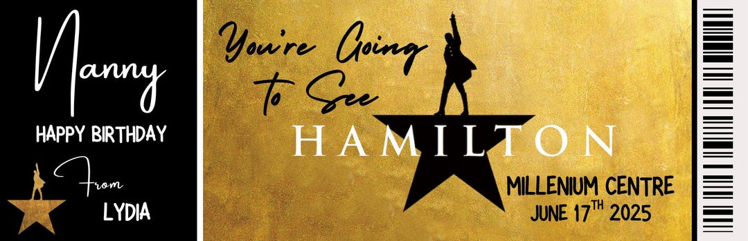 Personalised Editable Hamilton Musical Tickets - Digital Download for ...