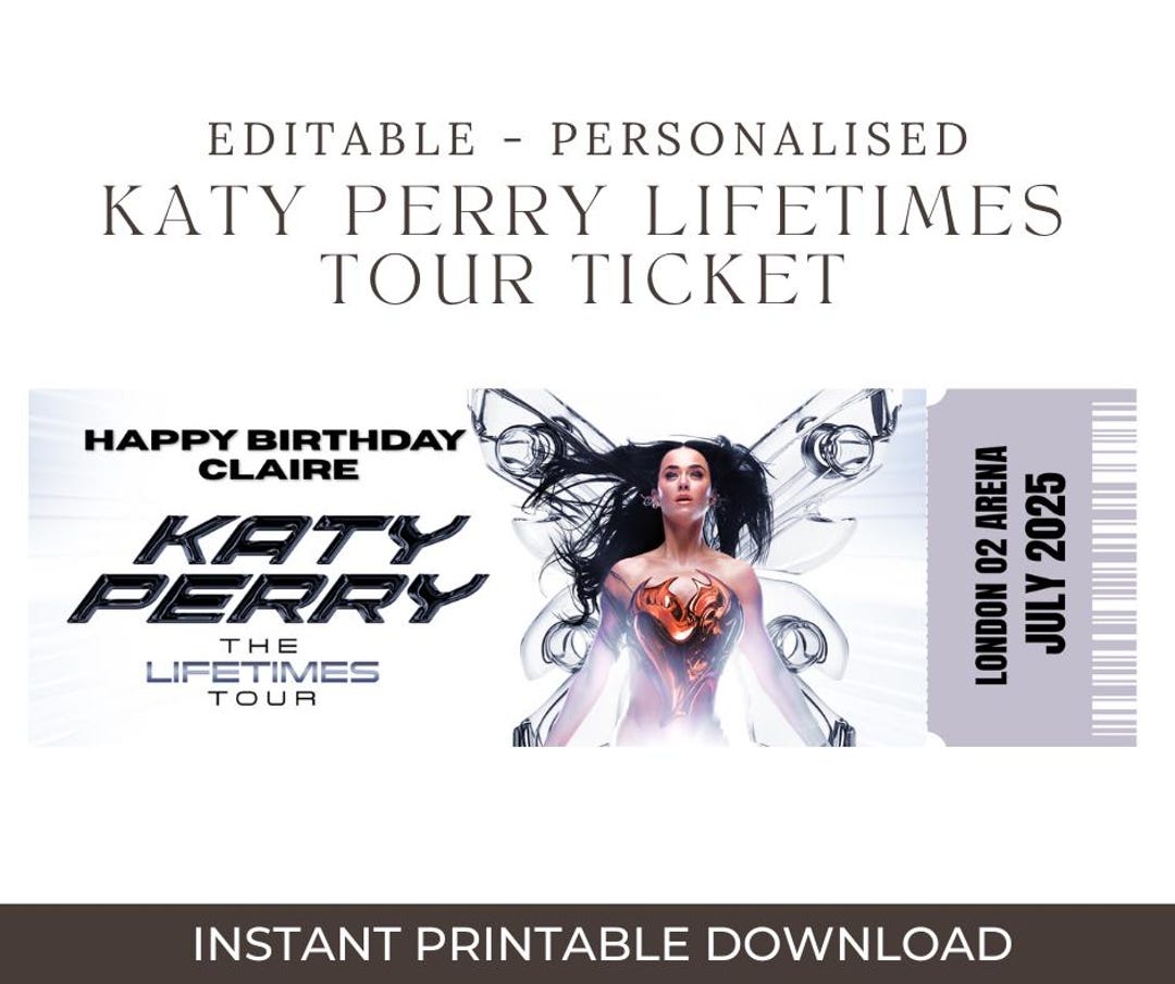 Editable Katy Perry Lifetimes Tour Concert Ticket Canva Template ...