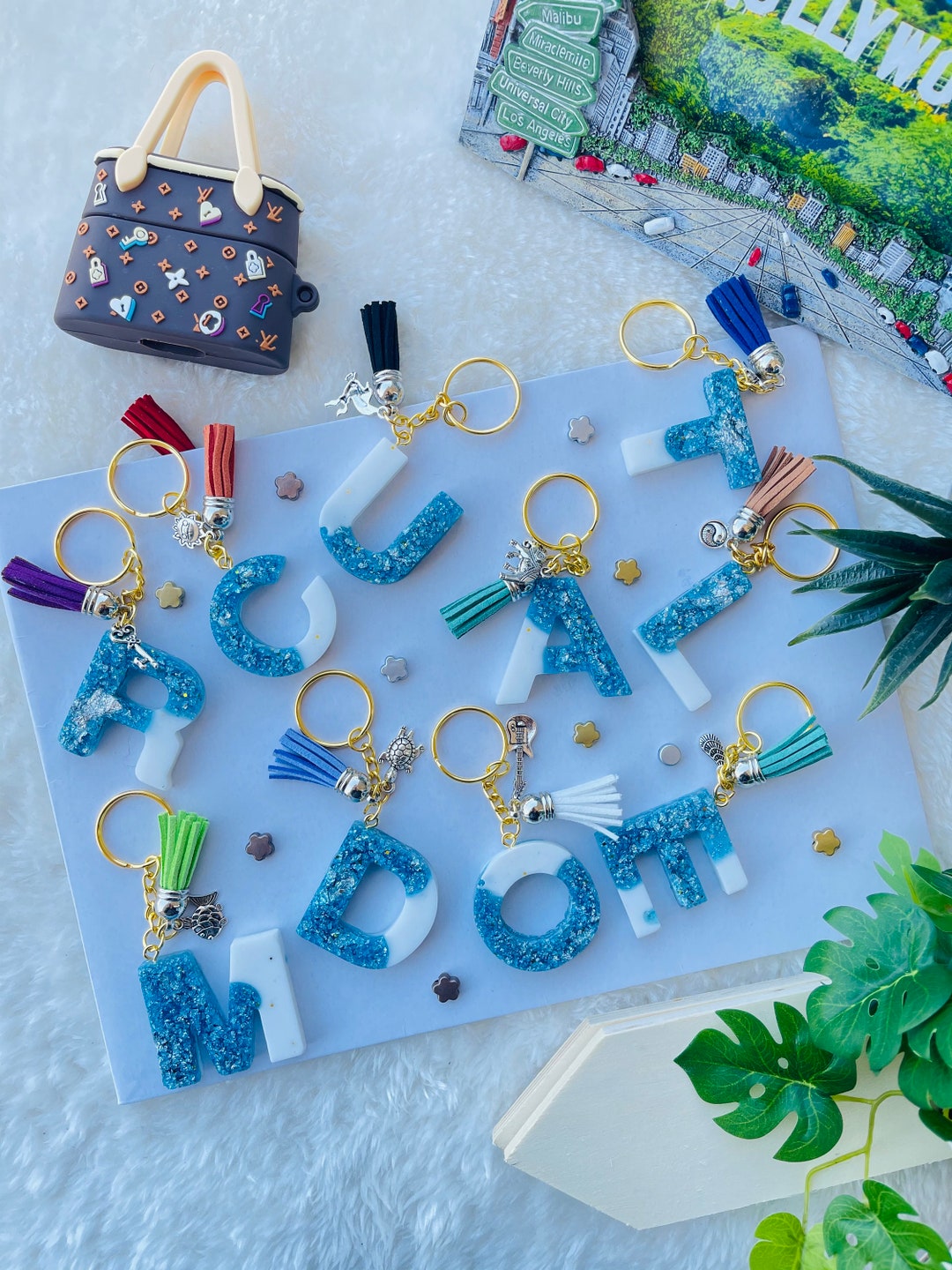 PERSONALISED Name Key Chain | Custom Blue Letter Name Keychain With ...