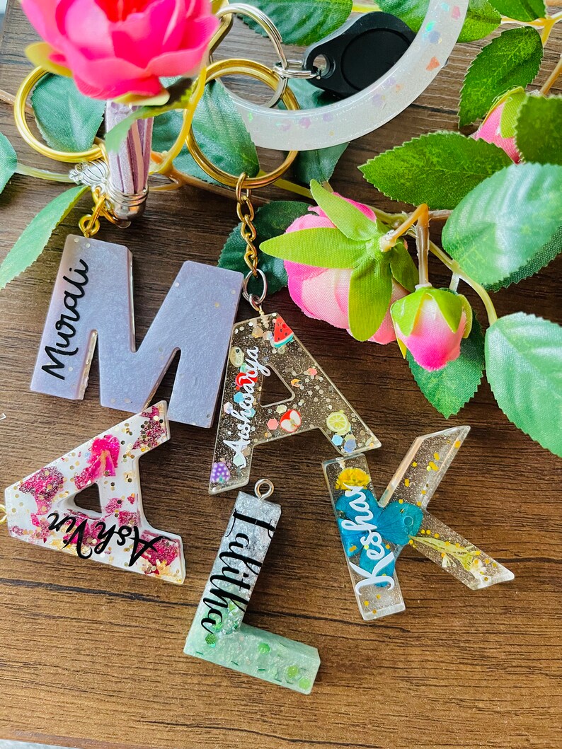 PERSONALISED Name Key Chain Custom Blue Letter Name Keychain - Etsy