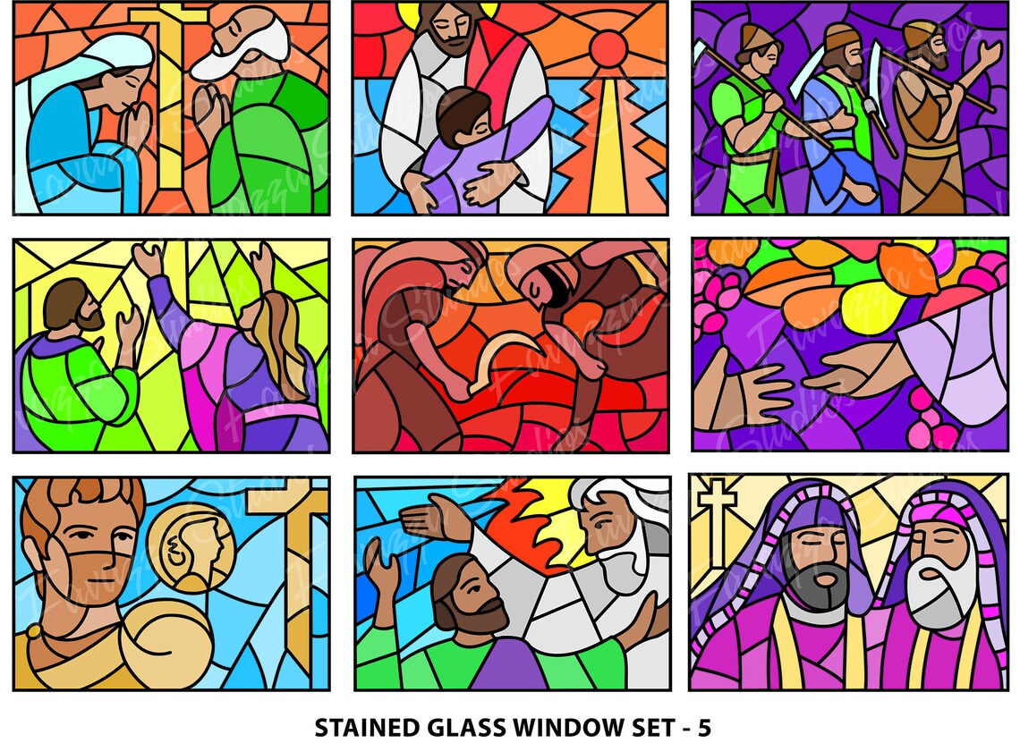 Religious Stained Glass Clip Art Catholic Church - Etsy