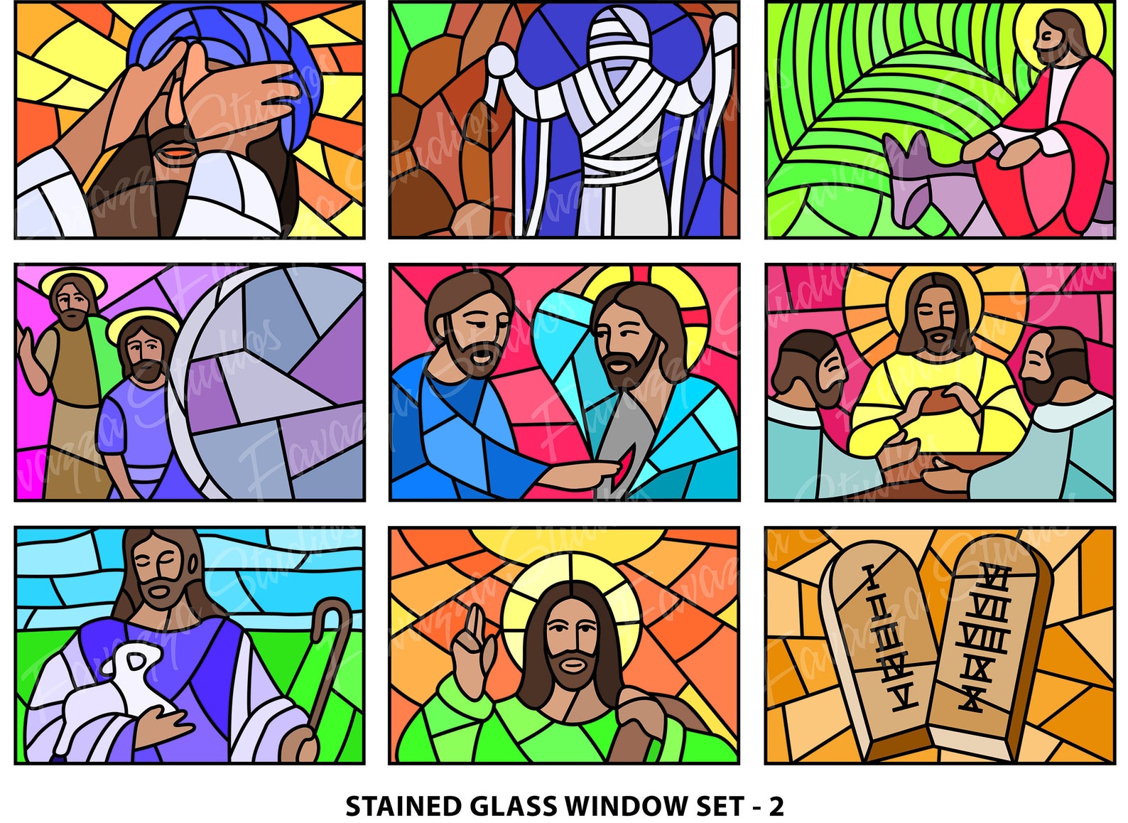 Religious - Stained Glass - Clip Art - Catholic - Church - Brochure ...