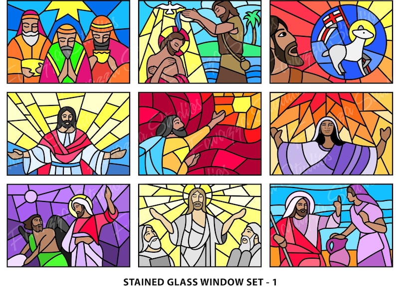 Religious - Stained Glass - Clip Art - Catholic - Church - Brochure ...