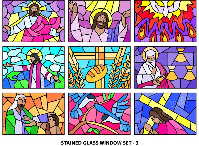 Religious - Stained Glass - Clip Art - Catholic - Church - Brochure ...