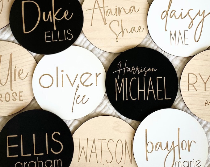 Baby Name Announcement Sign, Baby Announcement Circle, Baby Birth ...