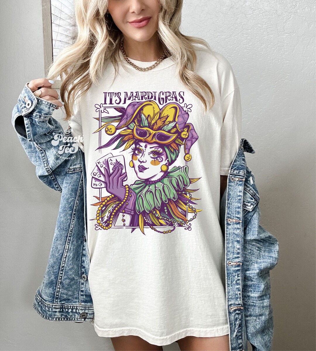 Women's Graphic Mardi Gras T-shirt, Mardi Gras Printed Graphic Tee ...