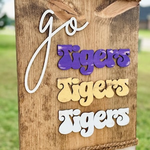 Tigers Football Purple and Gold Custom Made Front Porch Wood Sign and ...