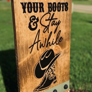 Kick off Your Boots Cow Print Welcome Front Porch Sign Decor - Etsy