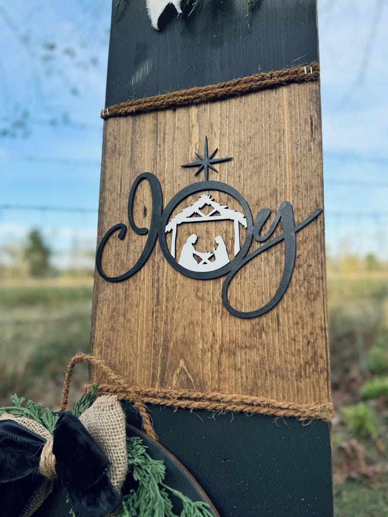 Christmas Porch Leaner Sign, Joy Nativity Door Decor - Etsy