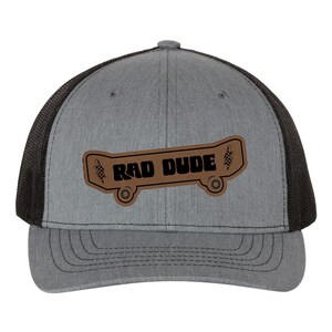 Boys Skateboard Leather Patch Hat, Rad Dude Snapback Trucker Hat, Richardson Youth Leather Patch ...