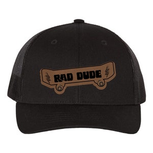 Boys Skateboard Leather Patch Hat, Rad Dude Snapback Trucker Hat, Richardson Youth Leather Patch ...