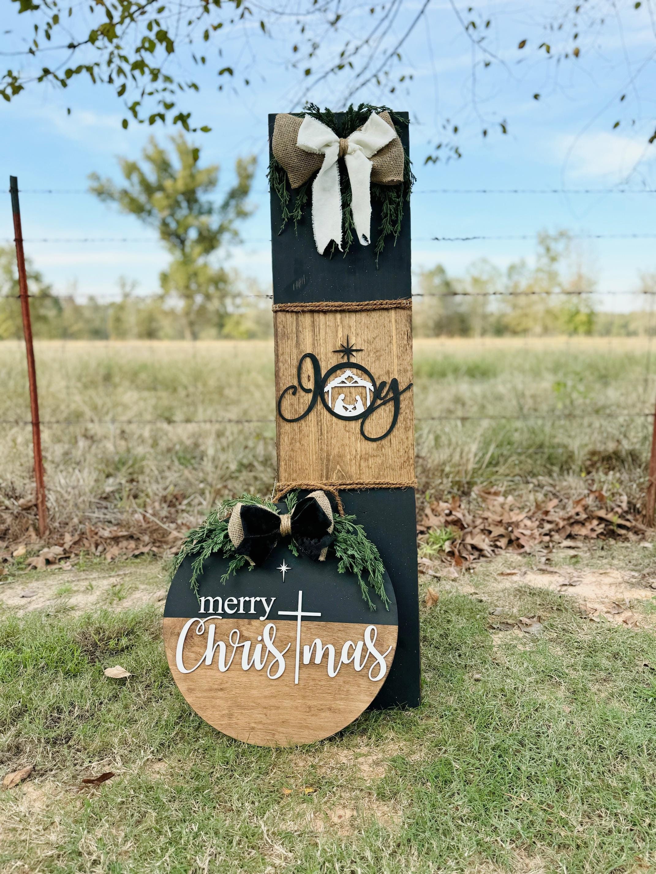Christmas Porch Leaner Sign, Joy Nativity Door Decor - Etsy