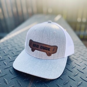 Boys Skateboard Leather Patch Hat, Rad Dude Snapback Trucker Hat, Richardson Youth Leather Patch ...