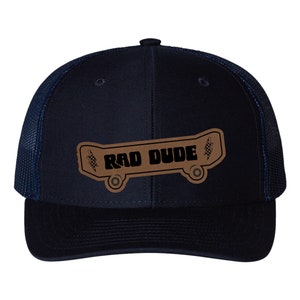 Boys Skateboard Leather Patch Hat, Rad Dude Snapback Trucker Hat, Richardson Youth Leather Patch ...