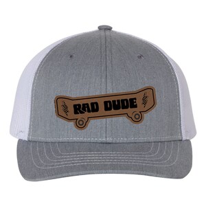 Boys Skateboard Leather Patch Hat, Rad Dude Snapback Trucker Hat, Richardson Youth Leather Patch ...