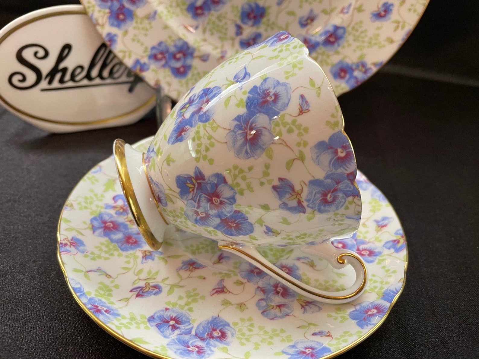 Shelley Blue Pansy Chintz Cup and Saucer Only - Etsy