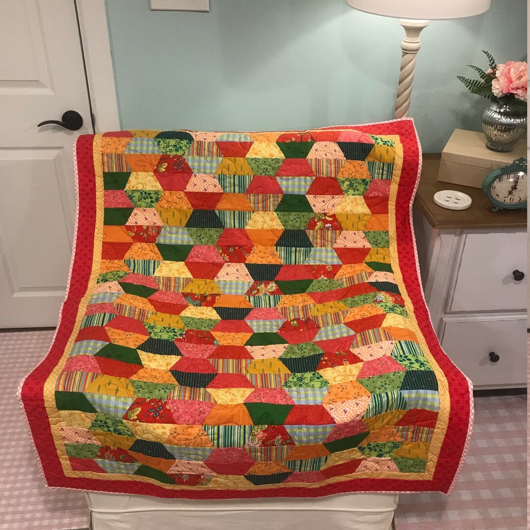 Octagon Patchwork Floral Throw Quilt - Etsy