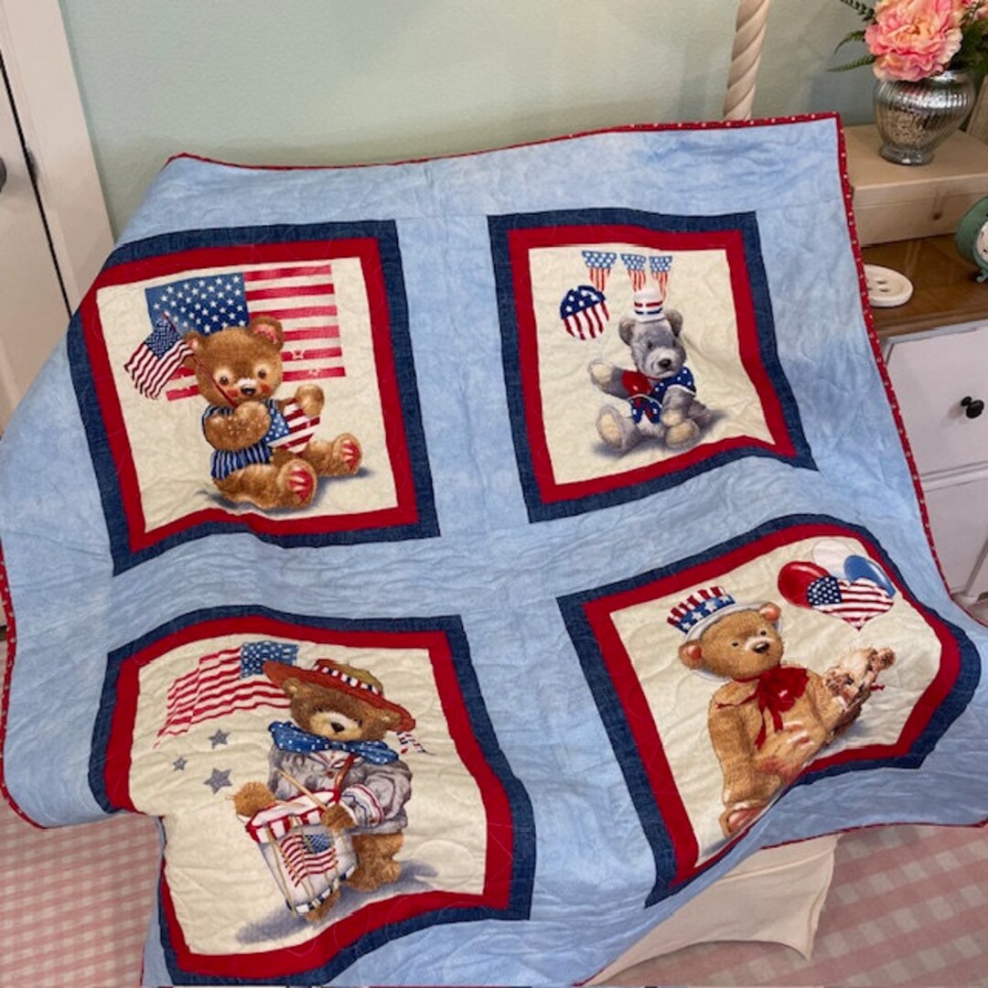 Patriotic Teddy Bear Quilt - Etsy