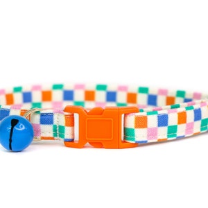 Retro Checkered Cat Collar With Bell Colorful Male Cat - Etsy
