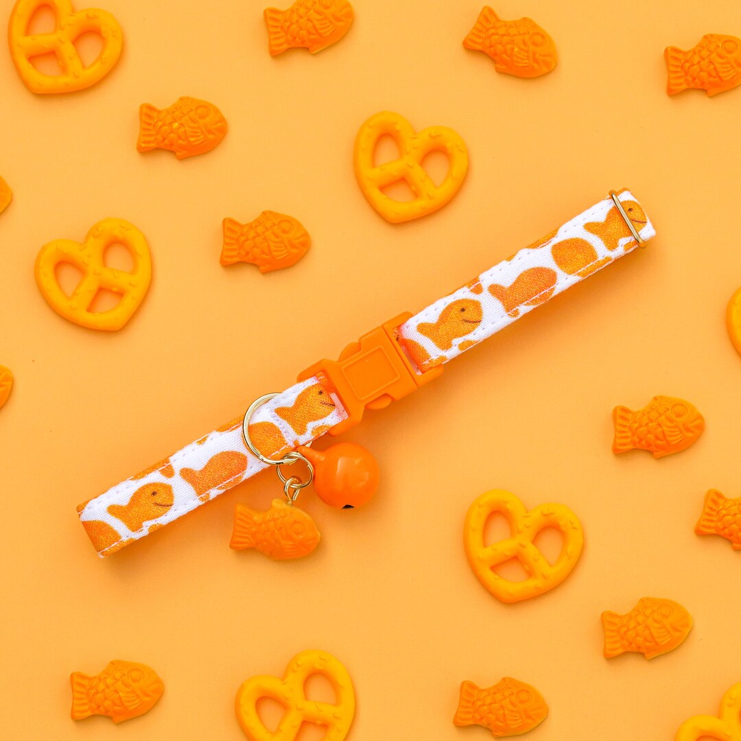 Gold Fish Cat Collar Breakaway, Cute Snack Breakaway Cat Collar, Boy ...