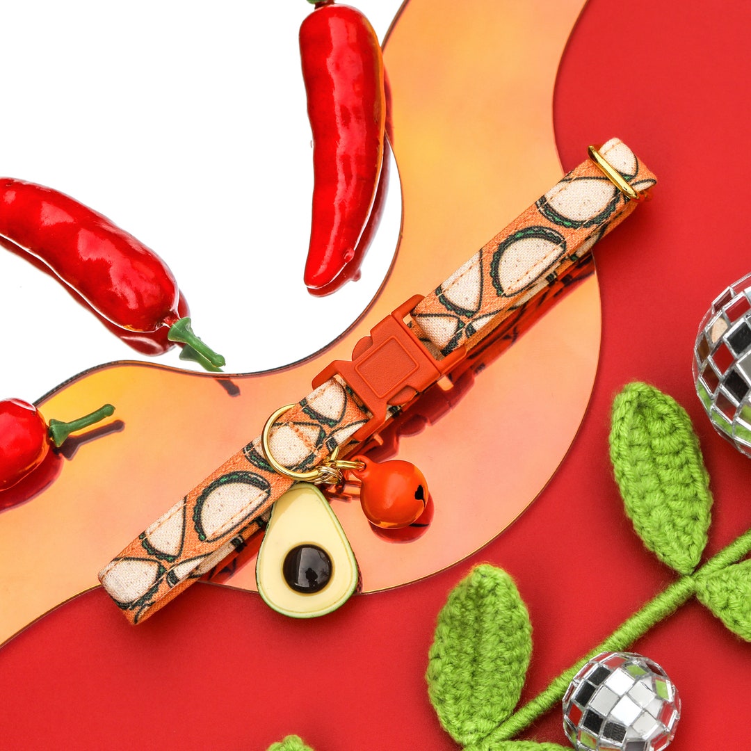Taco Breakaway Cat Collar With Bell, Cute Avocado Cat Collar ...