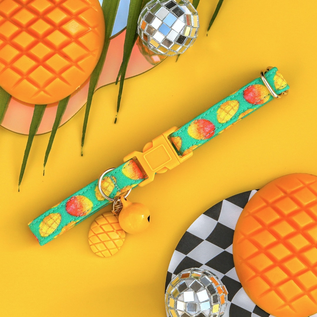 Mango Cat Collar With Bell and Charm, Cute Fruit Breakaway Cat Collar ...
