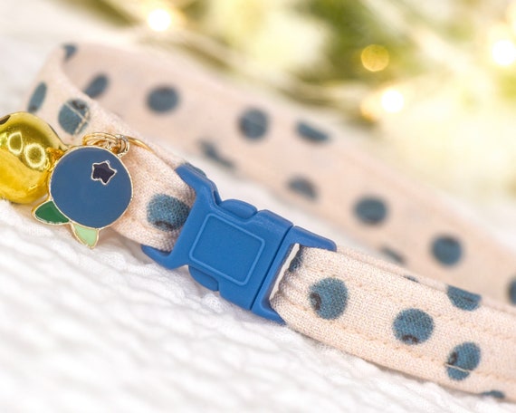 Boho Blueberry Cat Collar With Bell and Charm Male Breakaway - Etsy