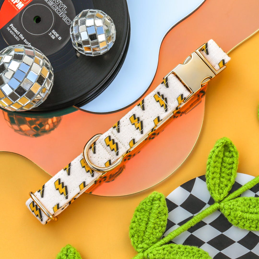 Lightning Bolt Dog Collar, Cute Stormy Dog Collar Customized, Designer ...