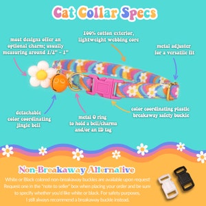 Gold Fish Cat Collar With Bell and Charm, Blue Breakaway Cat Collar ...