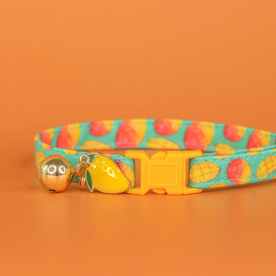 Mango Cat Collar With Bell and Charm, Cute Fruit Breakaway Cat Collar ...