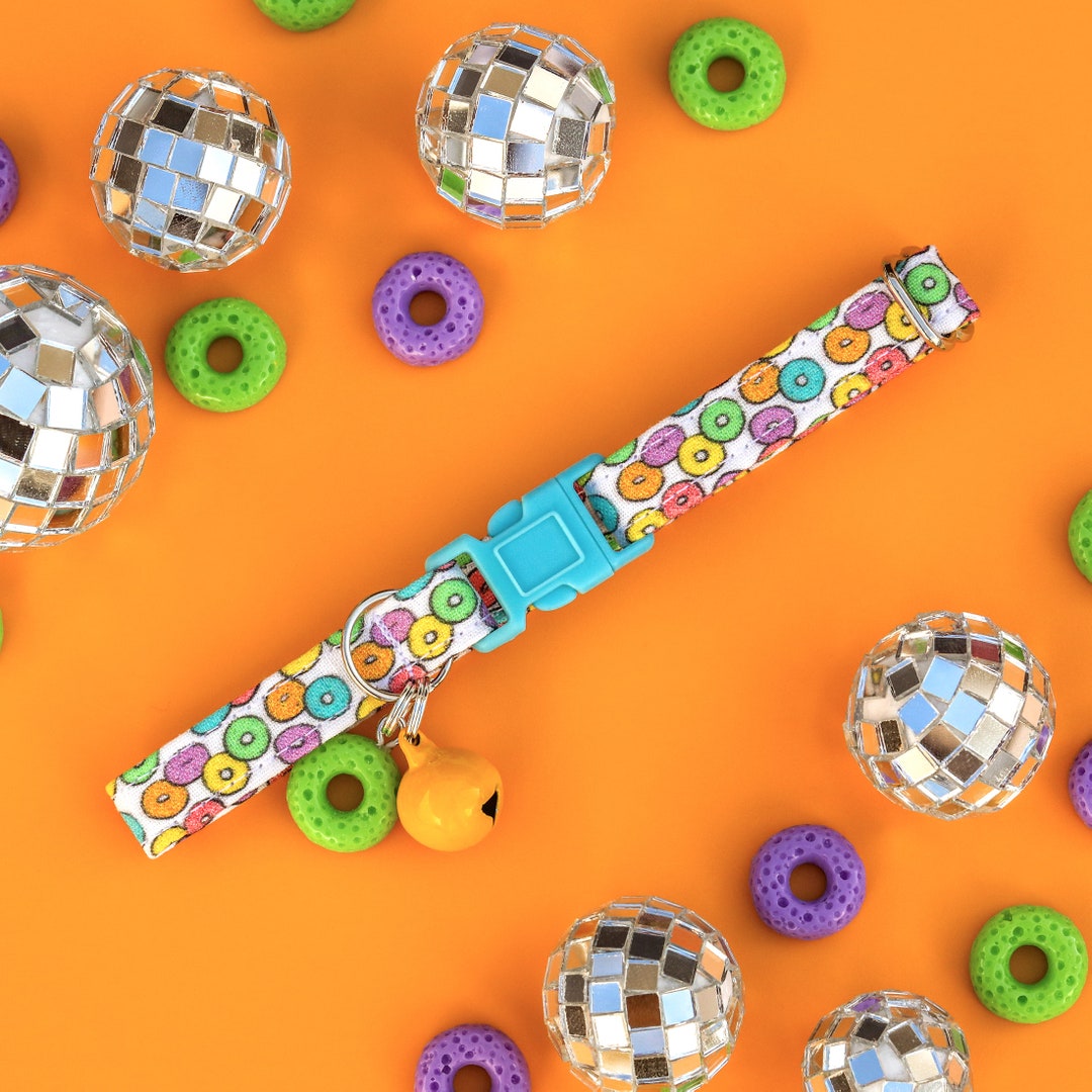 Colorful Cereal Cat Collar With Bell and Charm, Cute Boy Cat Breakaway ...