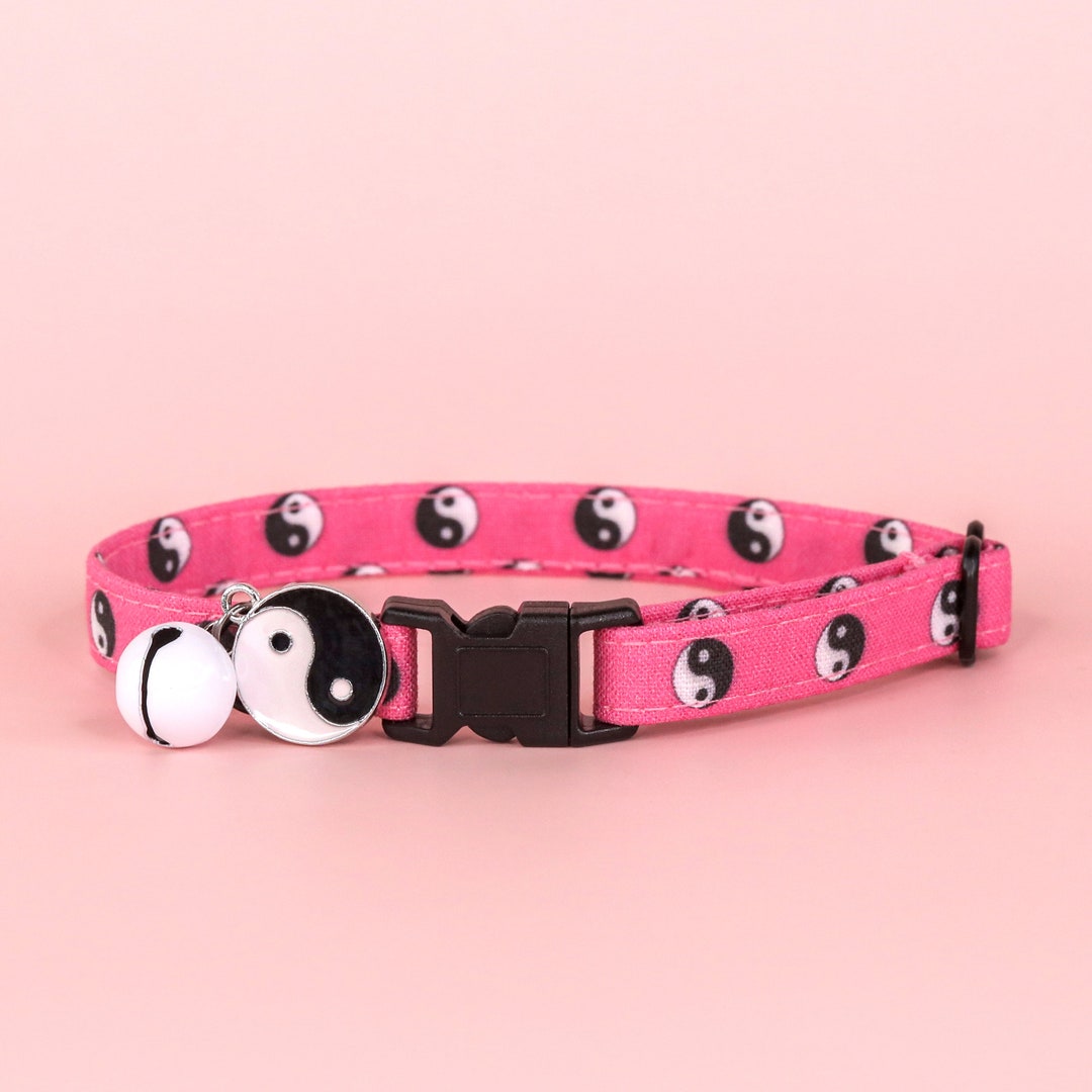 Hot Pink Yin Yang Cat Collar, Y2k Cat Breakaway Collar With Bell and ...