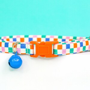 Retro Checkered Cat Collar With Bell Colorful Male Cat - Etsy