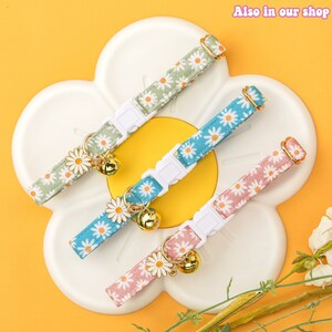 Sage Green Daisy Cat Collar, Floral Breakaway Cat Collar With Bell and ...