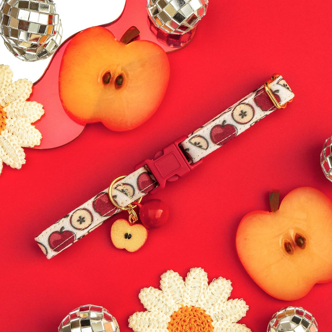 Apple Cat Collar With Bell and Charm, Fruit Breakaway Cat Collar, Cute ...