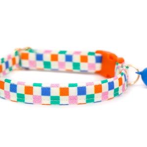 Retro Checkered Cat Collar With Bell Colorful Male Cat - Etsy