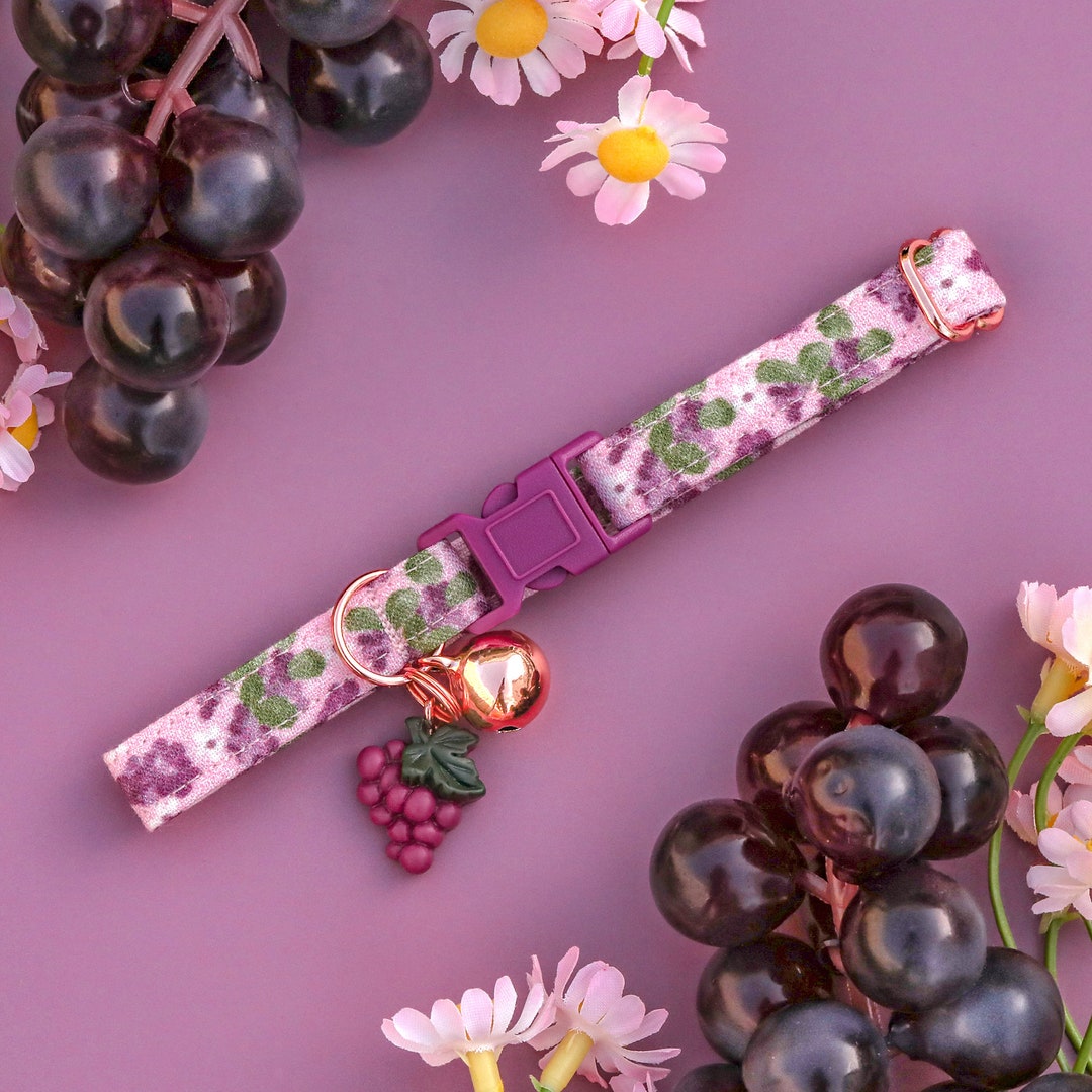 Grape Breakaway Cat Collar With Bell and Charm, Purple Female Cat ...