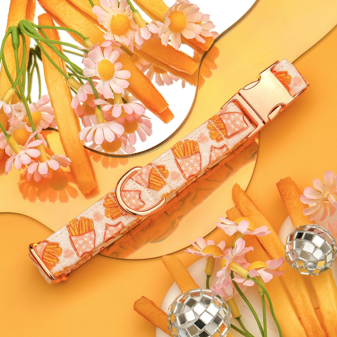 Pink French Fry Dog Collar, Cute Fancy Girl Dog Collar, Custom Female ...