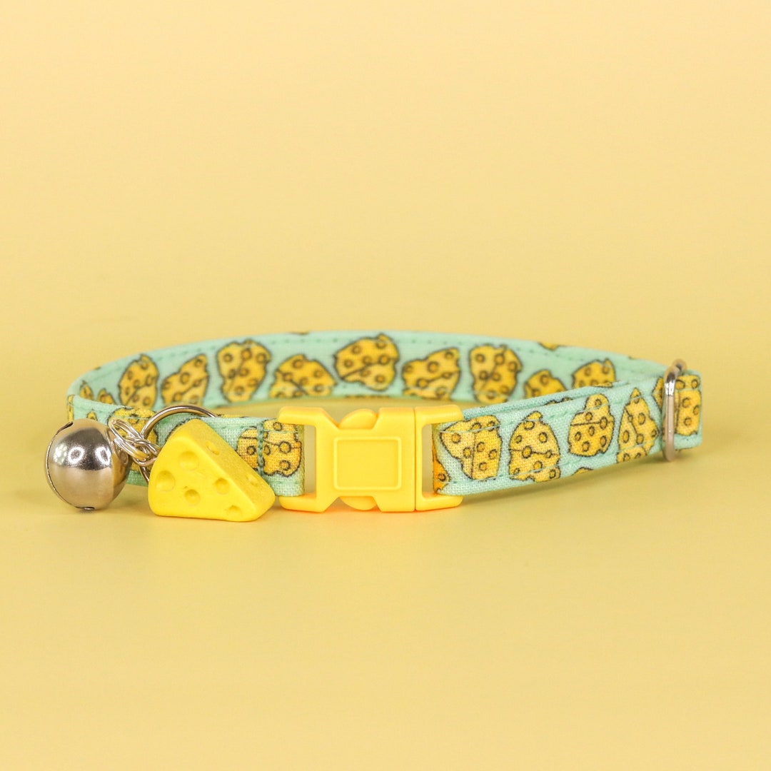 Cheese Cat Collar With Bell and Charm, Breakaway Male Cat Collar ...